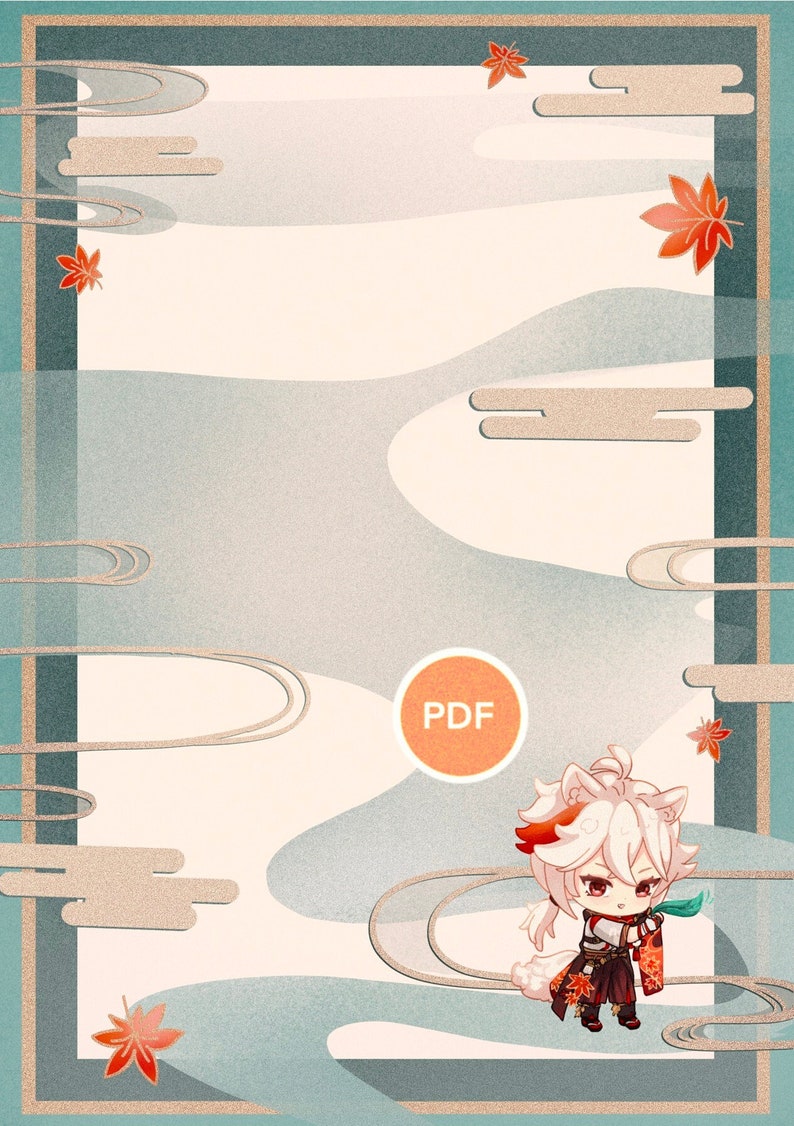 Kaedehara Kazuha, Genshin Impact, Printable Worksheet, Print, Notebook ...