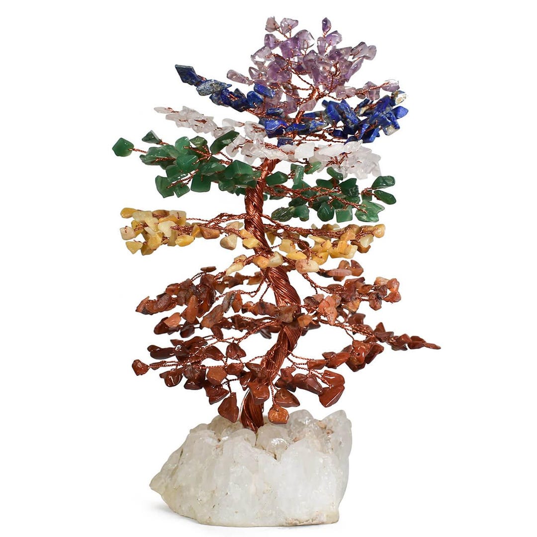 7 Gemstone Crystal Wire Bonsai Tree Chakra Healing Feng Shui Décor ...