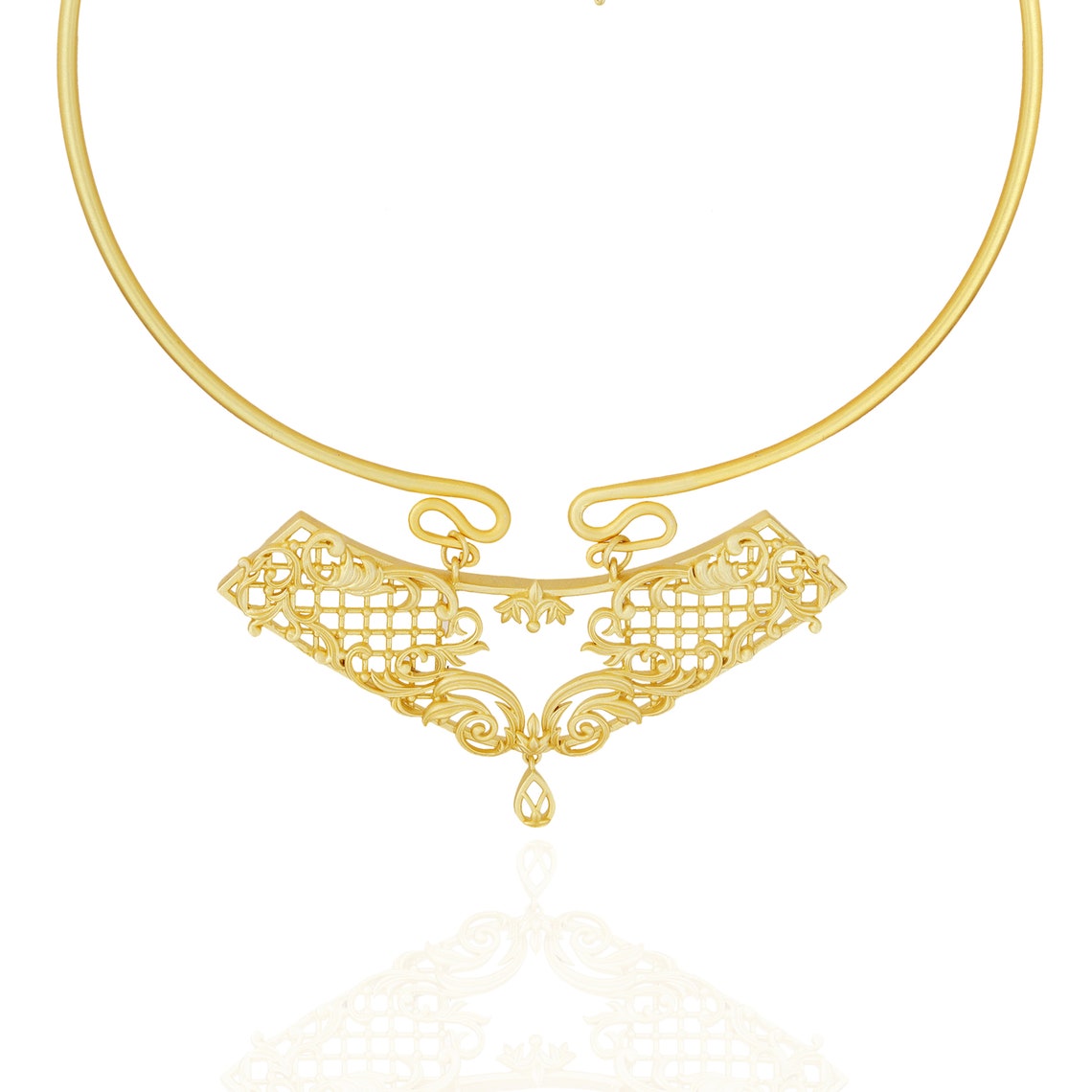 Gold Vintage Floral Filigree Baroque Necklace Royalty - Etsy