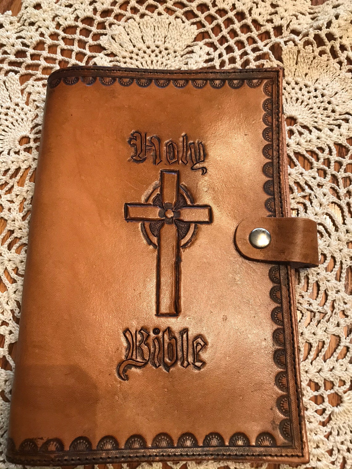 Leather Bible Cover, Tooled Bible Cover - Etsy