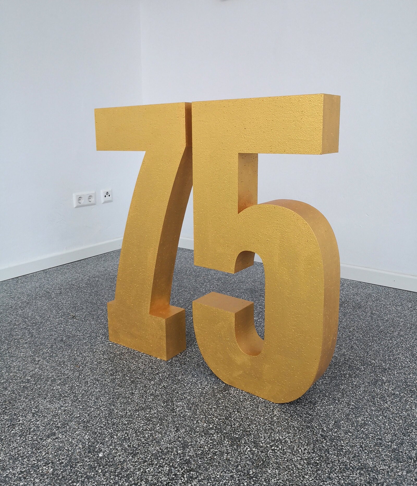 Ziffer Styroporzahl Goldene Zahl Gold gefärbt Farbe Jubiläumszahl ...