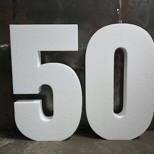 2 Numbers Styrofoam Numbers 50-30 Cm / 20 Inches Shapes in Different ...