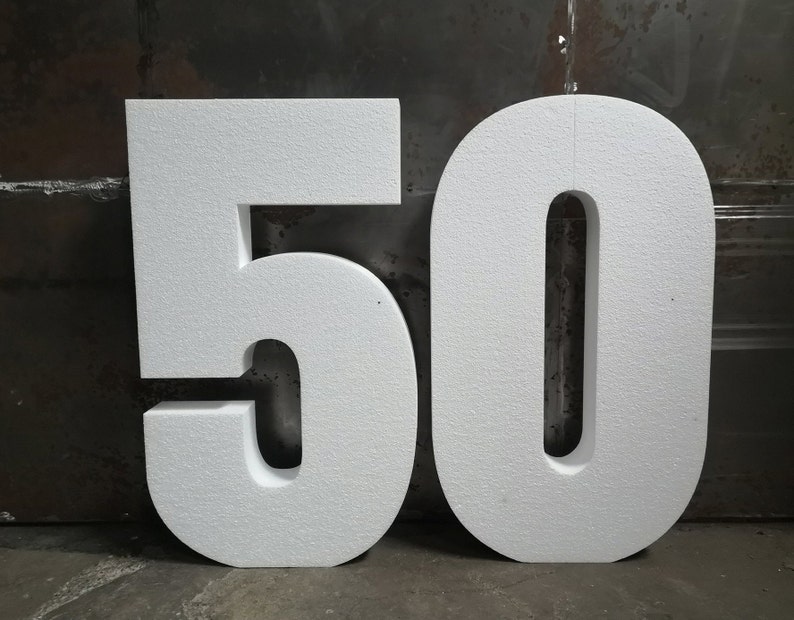2 Numbers Styrofoam Numbers 50-30 Cm / 20 Inches Shapes in Different ...
