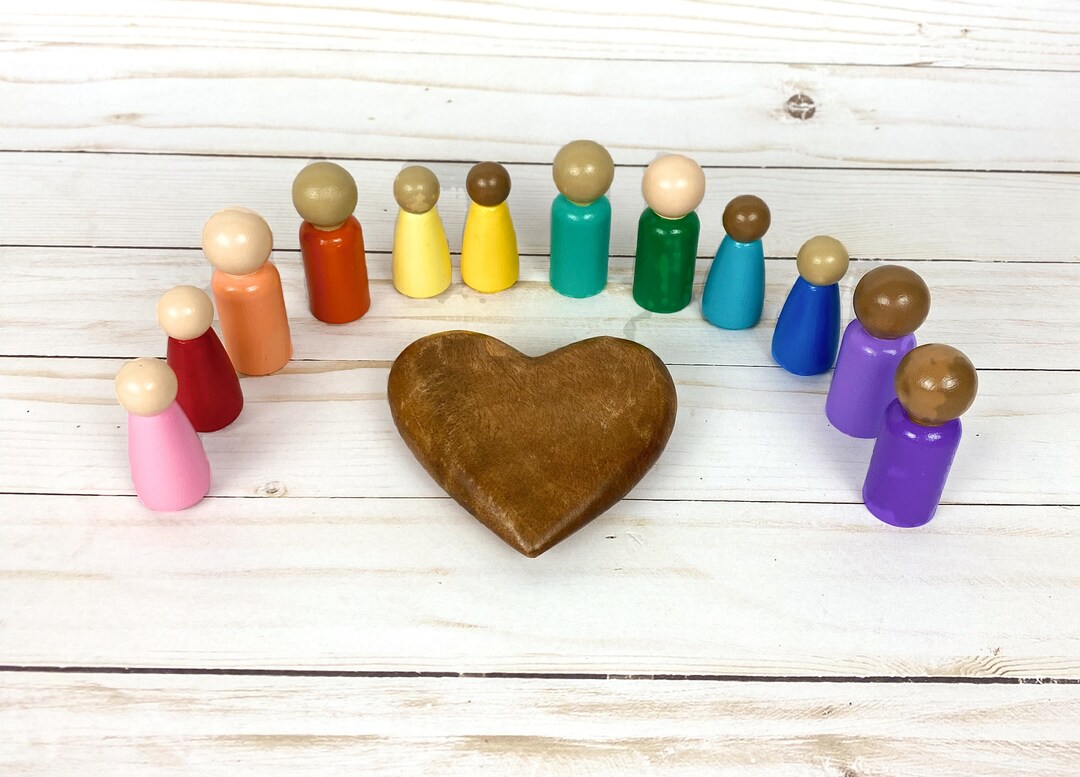 Rainbow Multicultural Wood Peg Dolls/small World Play/loose - Etsy