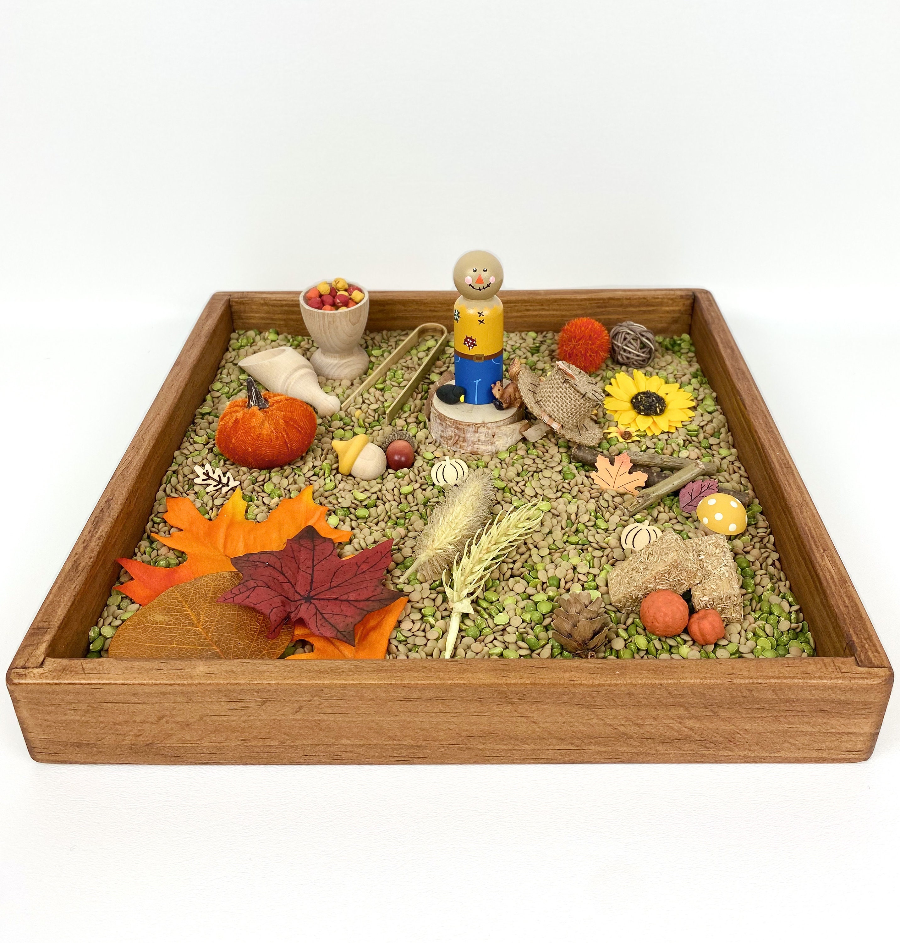 Fall scarecrow sensory bin kit/play activity tray/farm small | Etsy
