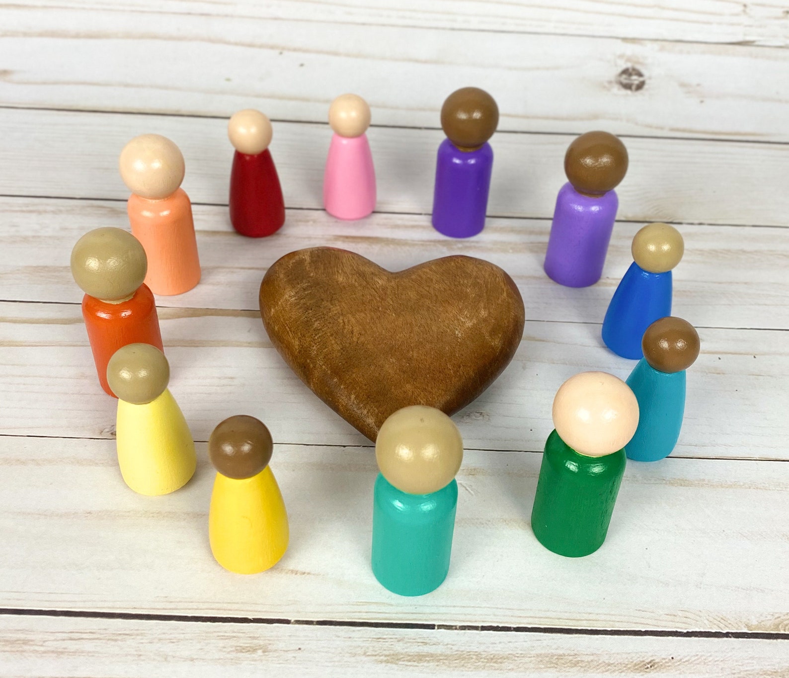 Rainbow Multicultural Wood Peg Dolls/small World Play/loose | Etsy