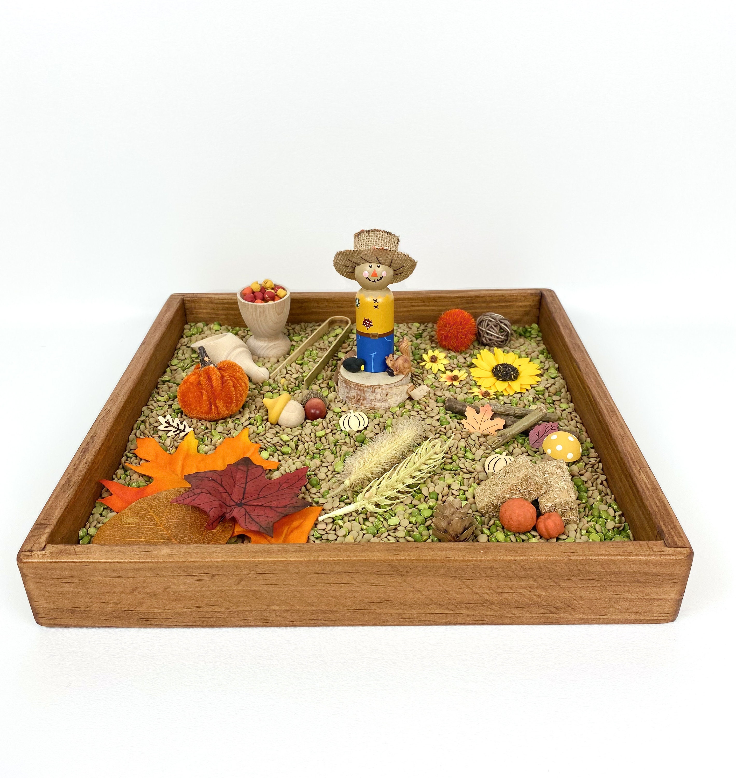 Fall scarecrow sensory bin kit/play activity tray/farm small | Etsy