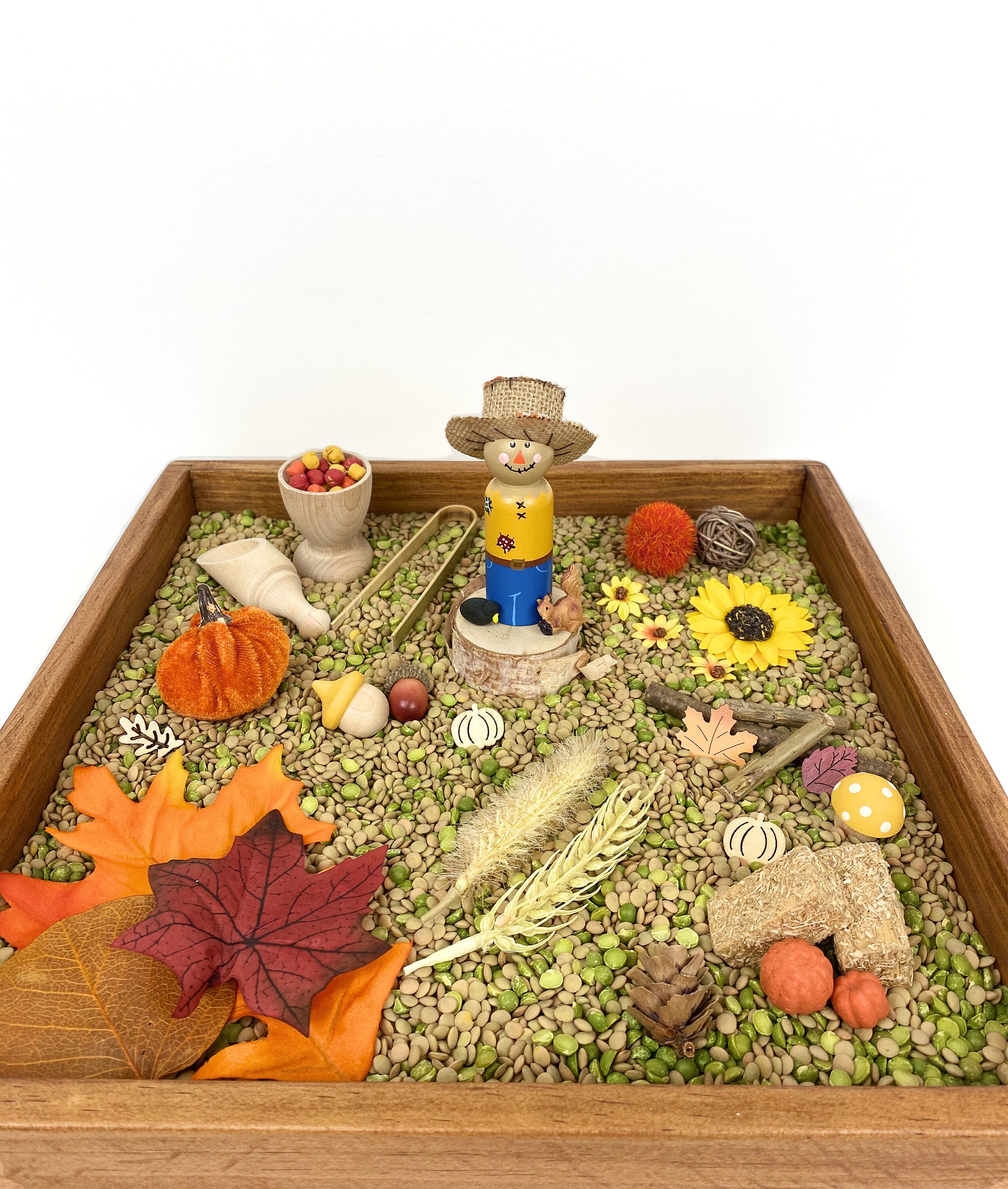 Fall scarecrow sensory bin kit/play activity tray/farm small | Etsy