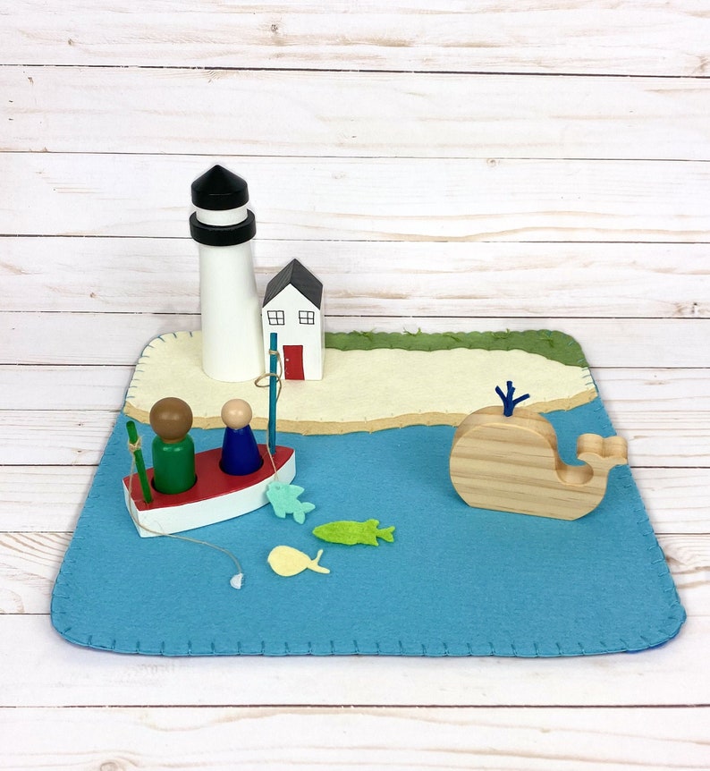 Wooden Lighthouse/whale Toy/fishing Boat/ocean Sensory/beach - Etsy