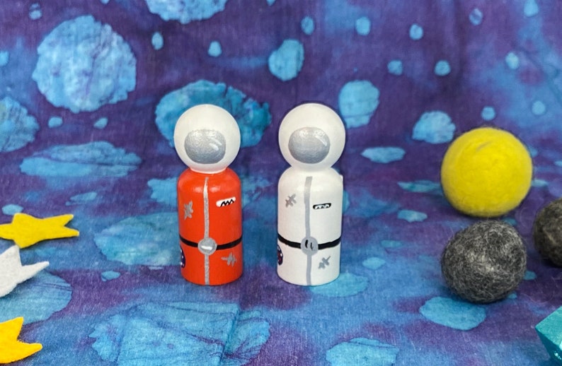 Astronaut Wood Peg Doll/space Sensory Bin/space Small World - Etsy