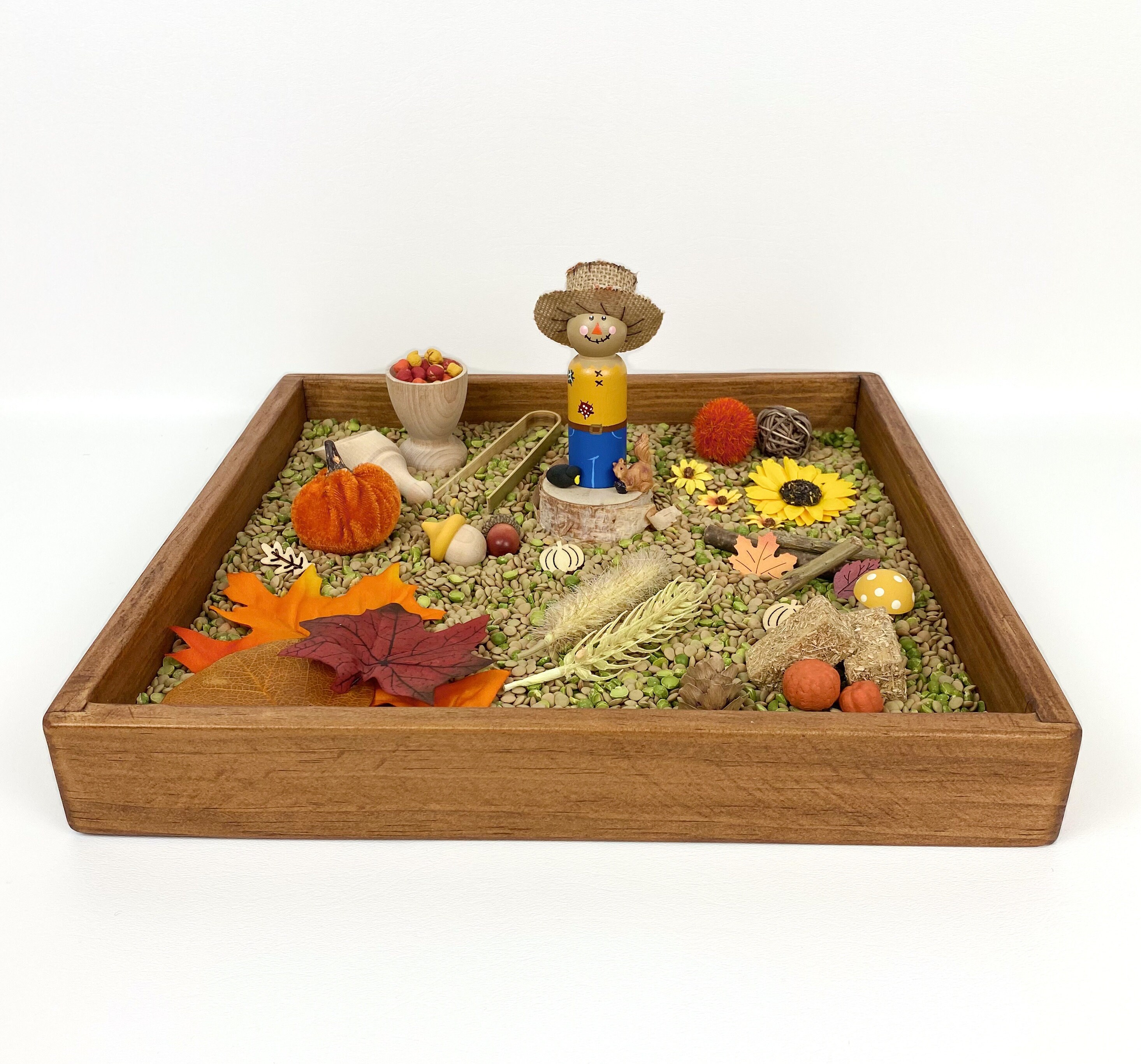 Fall scarecrow sensory bin kit/play activity tray/farm small | Etsy