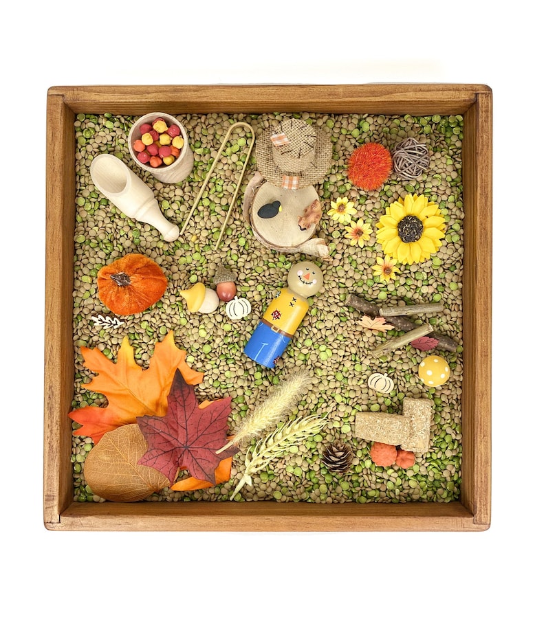 Fall scarecrow sensory bin kit/play activity tray/farm small | Etsy