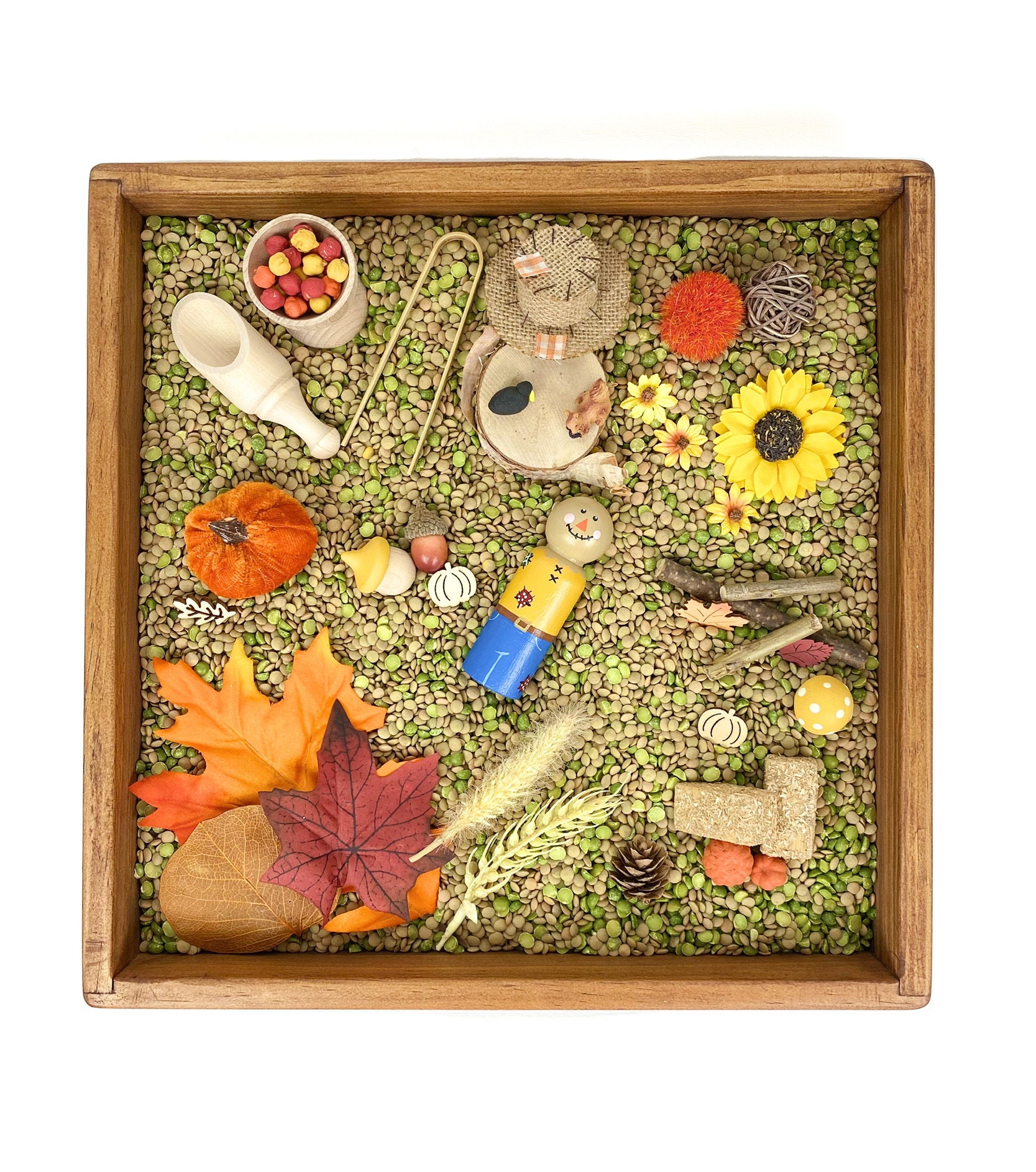 Fall scarecrow sensory bin kit/play activity tray/farm small | Etsy