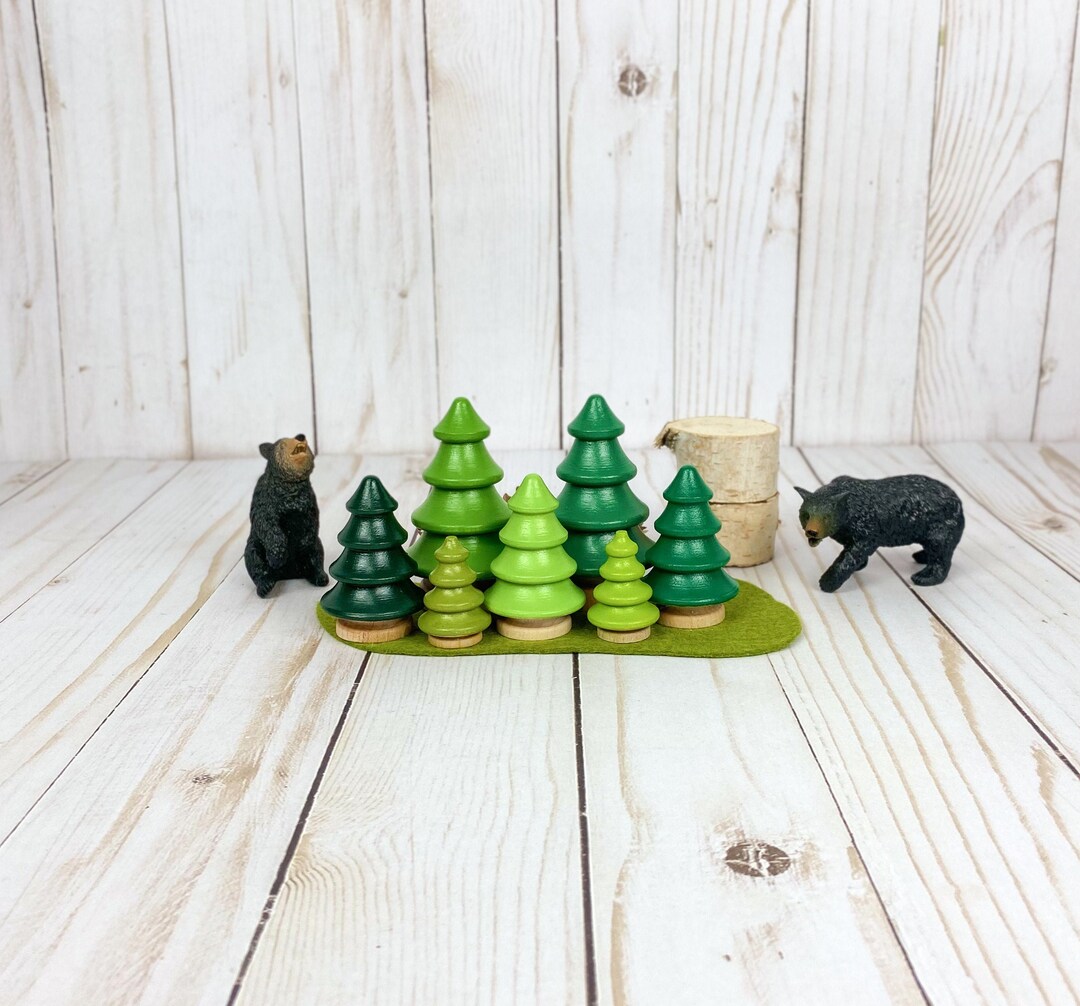 Green Wood Tree Set/forest Small World Play/dollhouse Accessory/farm ...