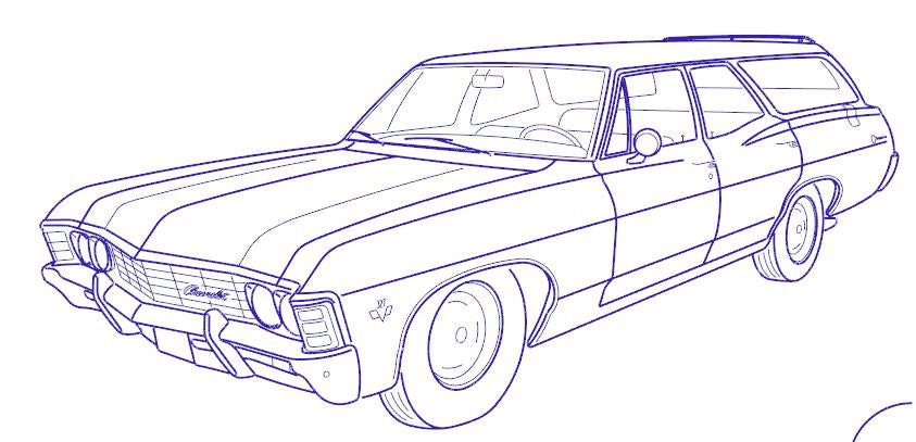 1967 Impala Wagon "blueprint Drawing" Unframed Color Poster Print - Etsy