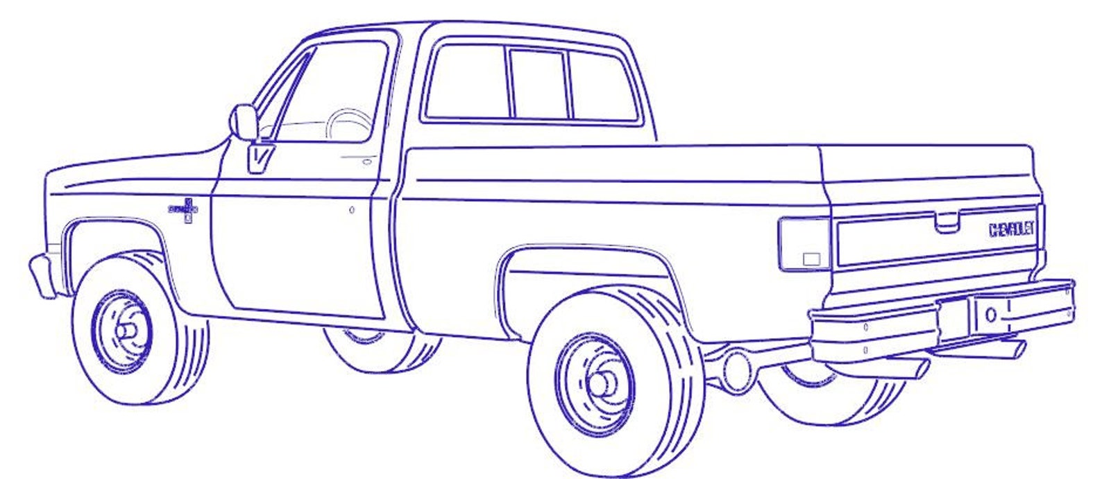 1984 Silverado "blueprint Drawing" Unframed Color Poster Print - Etsy