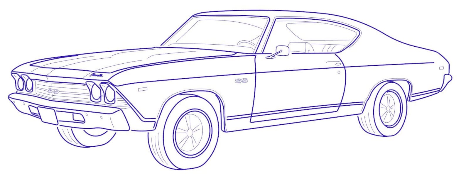 1969 Chevelle SS "blueprint Drawing" Unframed Color Poster Print - Etsy