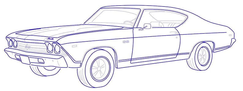 1969 Chevelle SS "blueprint Drawing" Unframed Color Poster Print - Etsy