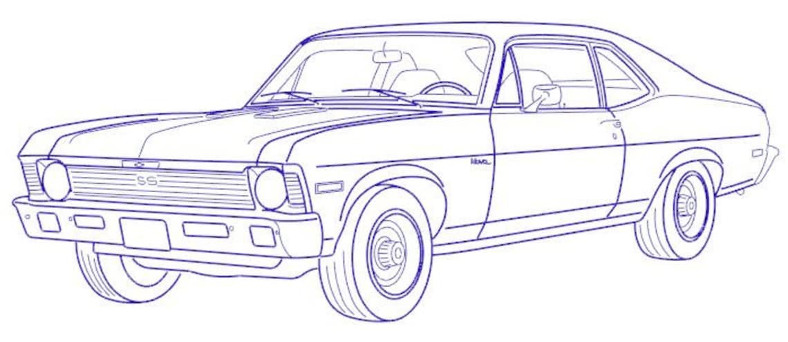 1971 Nova SS "blueprint Drawing" Unframed Color Poster Print - Etsy