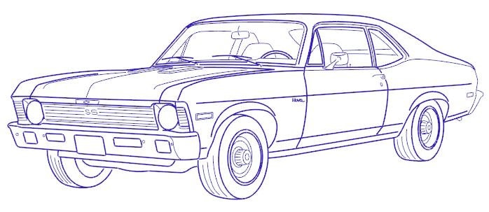 1972 Nova SS "blueprint Drawing" Unframed Color Poster Print - Etsy