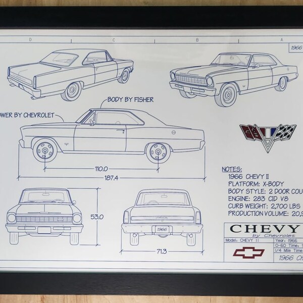 Chevy Nova Drawing - Etsy
