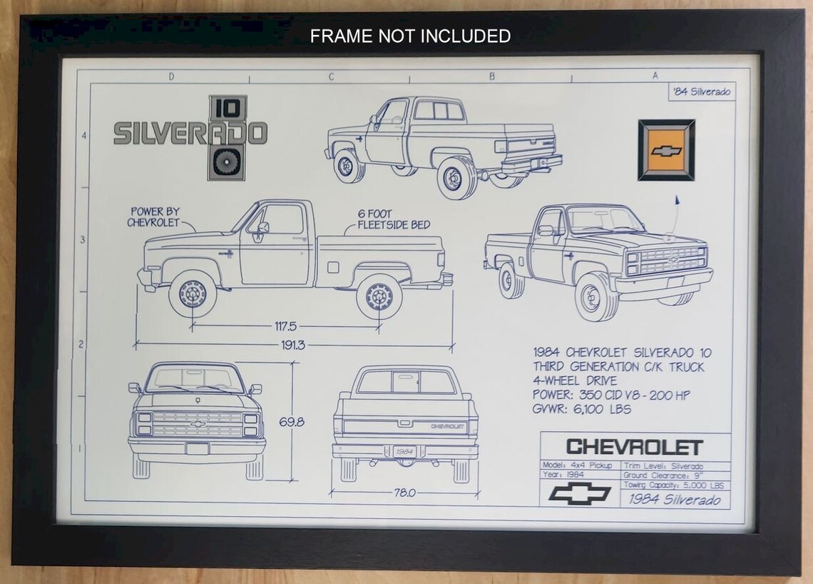 1984 Silverado "blueprint Drawing" Unframed Color Poster Print - Etsy