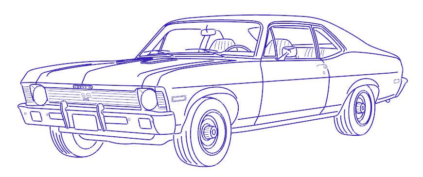 1968 Nova SS blueprint Drawing Unframed Color Poster Print - Etsy