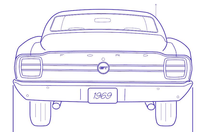 1968 - 1969 Ford Torino GT "blueprint Drawing" Unframed Color Poster ...