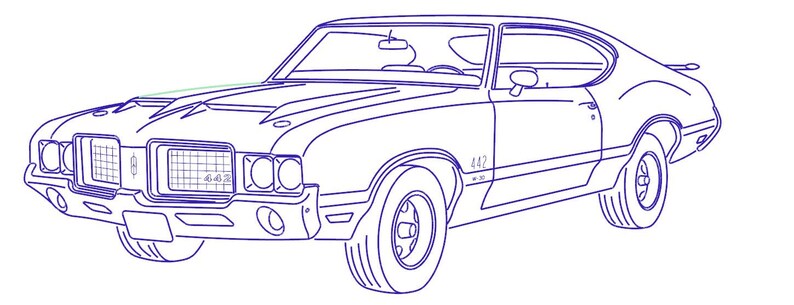 1971 Olds 442 W-30 "blueprint Drawing" Unframed Color Poster Print - Etsy