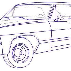 1967 Impala 4-door "blueprint Drawing" Unframed Color Poster Print - Etsy