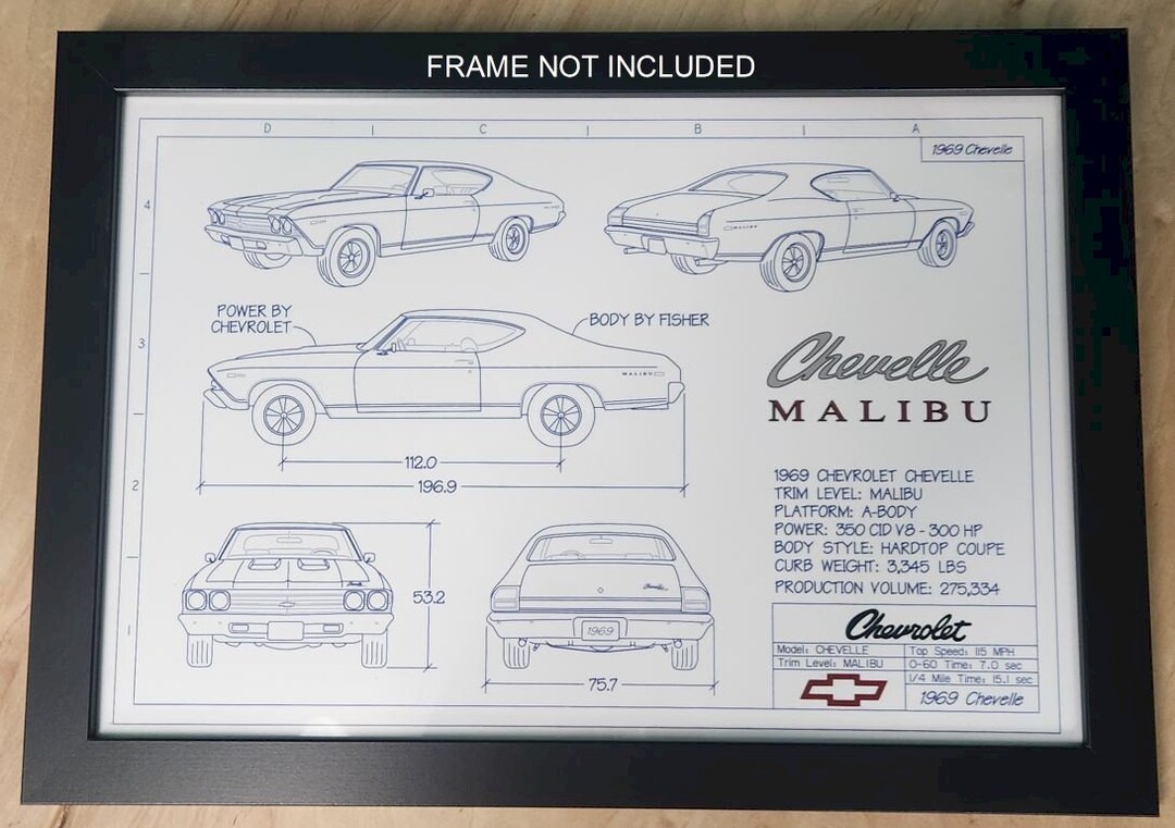 1969 Malibu "blueprint Drawing" Unframed Color Poster Print - Etsy