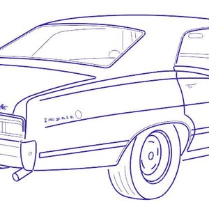 1967 Impala 4-door "blueprint Drawing" Unframed Color Poster Print - Etsy