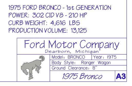 1974 or 1975 Ford Bronco blueprint Drawing Unframed Color Poster Print ...