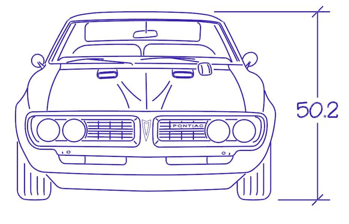 1967 Pontiac Firebird blueprint Drawing Unframed Color Poster Print - Etsy