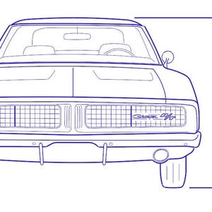 1969 Dodge Charger R/T "blueprint Drawing" Unframed Color Poster Print ...