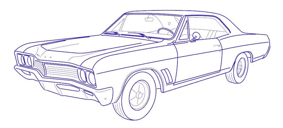 1967 Buick Skylark blueprint Drawing Unframed Color Poster Print - Etsy