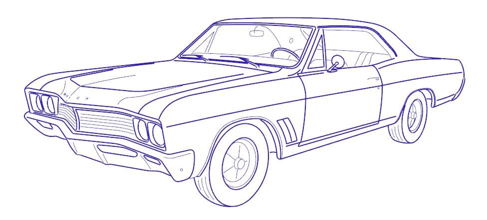 1967 Buick Skylark "blueprint Drawing" Unframed Color Poster Print - Etsy