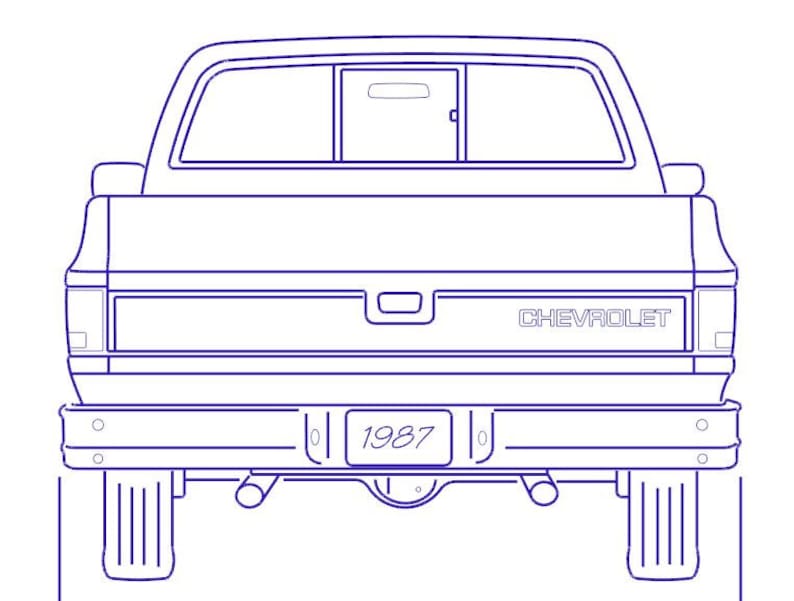 1987 Silverado "blueprint Drawing" Unframed Color Poster Print - Etsy