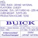 1986 Buick Grand National "blueprint Drawing" Unframed Color Poster ...