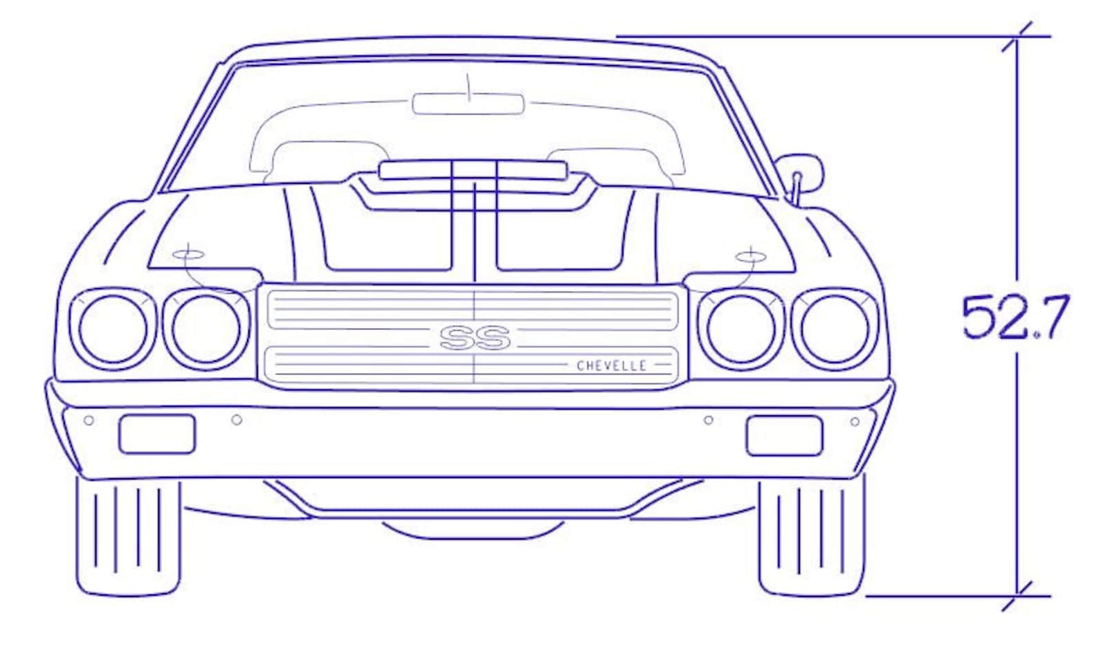 1970 Chevelle SS blueprint Drawing Framed Color - Etsy