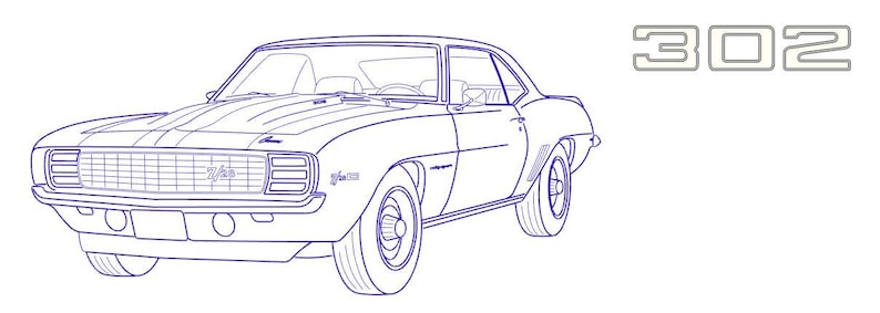 1969 Camaro Z28 Blueprint Drawing Unframed Color Poster Print Etsy