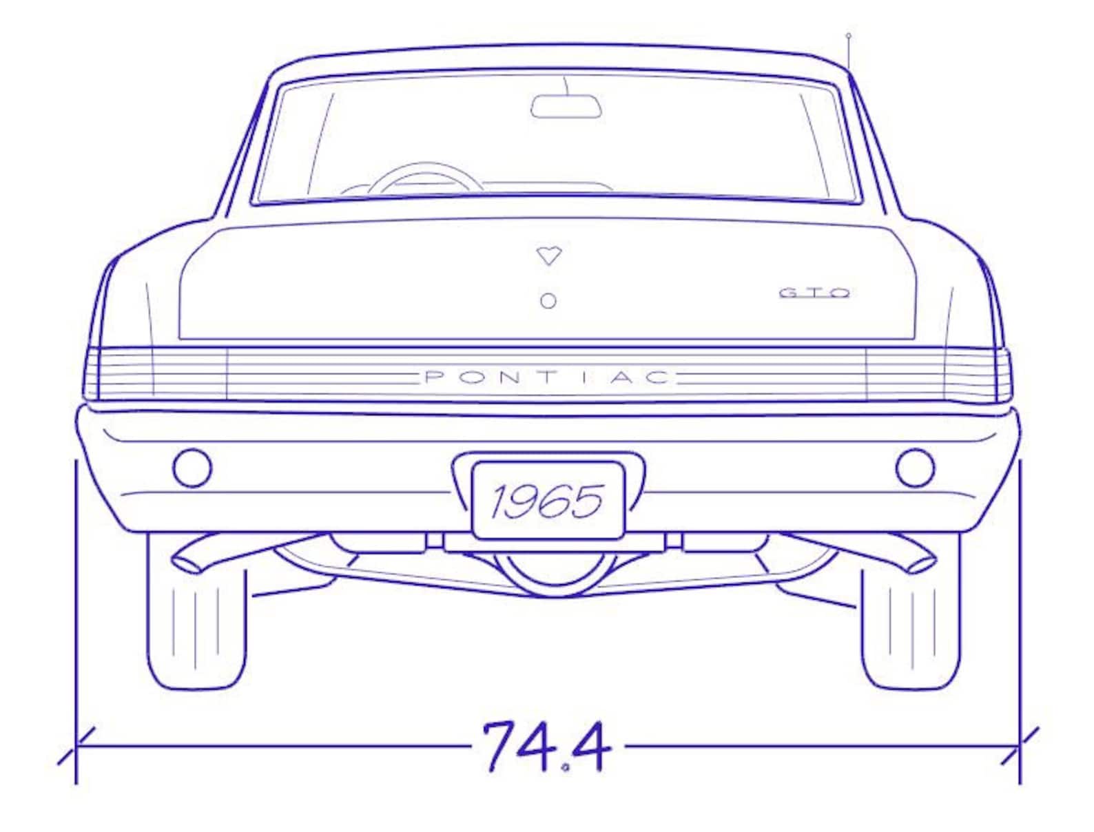 1965 Pontiac GTO "blueprint Drawing" Unframed Color Poster Print - Etsy