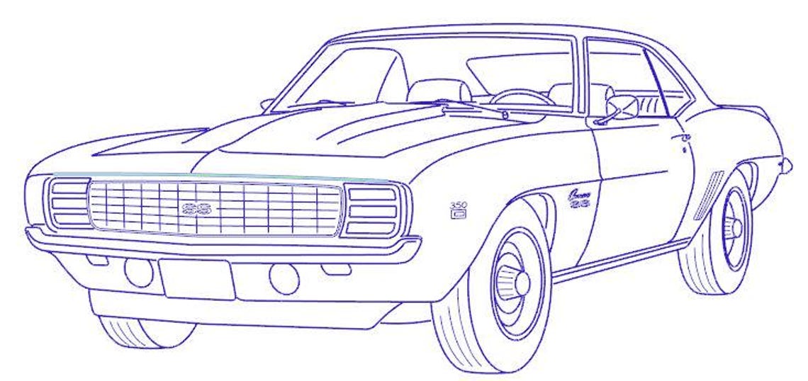 1969 Camaro SS "blueprint Drawing" Unframed Color Poster Print - Etsy