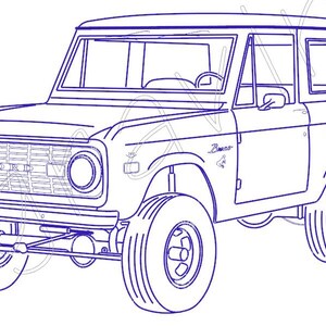 1974 or 1975 Ford Bronco blueprint Drawing Unframed Color Poster Print ...