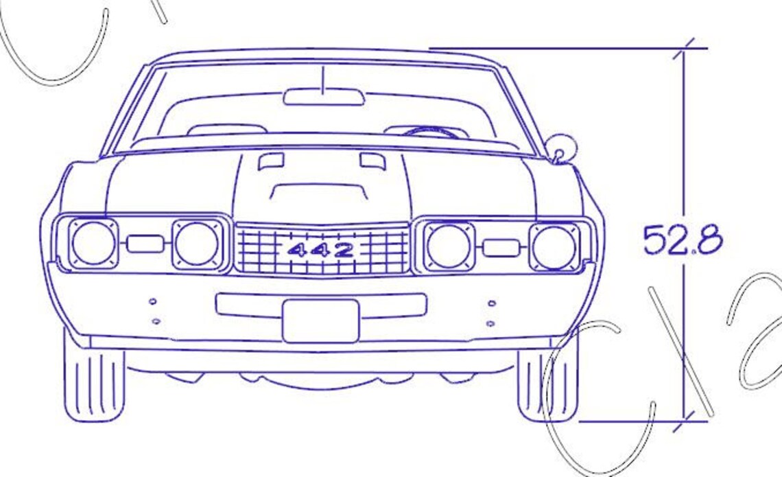 1968 Olds 442 "blueprint Drawing" Unframed Color Poster Print - Etsy