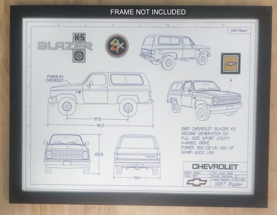 1987 Blazer "blueprint Drawing" Unframed Color Poster Print - Etsy