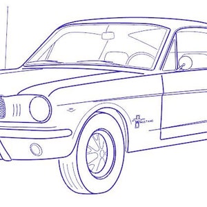 1965 Mustang Fastback "blueprint Drawing" Unframed Color Poster Print ...
