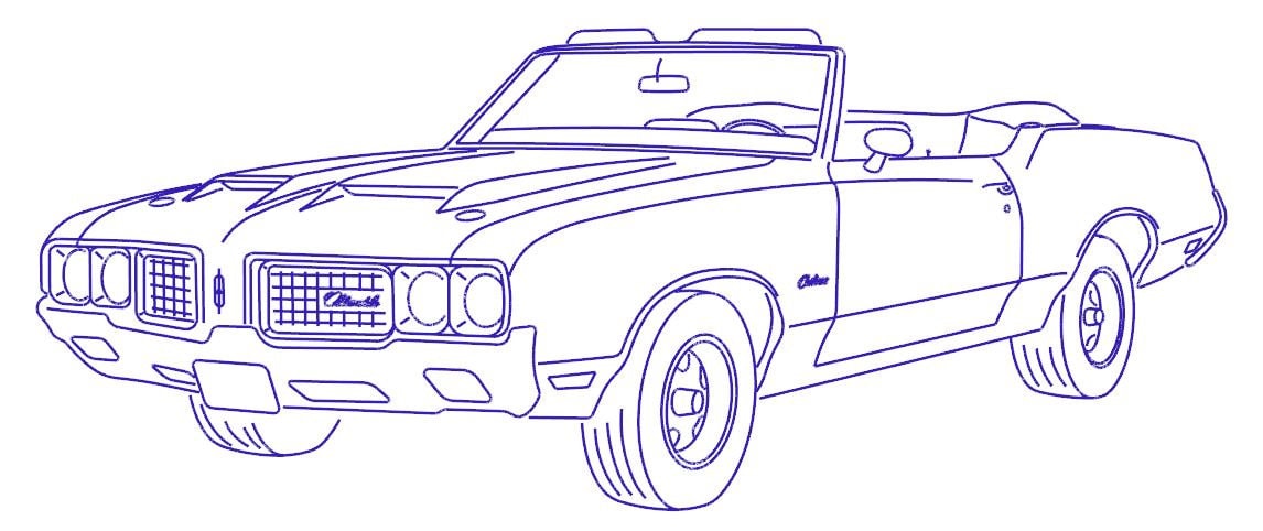 1970 Olds Cutlass Supreme Convertible blueprint Drawing Unframed Color ...
