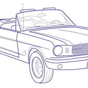 1964 1/2 Mustang Convertible "blueprint Drawing" Unframed Color Poster ...