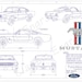 1966 Mustang Fastback "blueprint Drawing" Unframed Color Poster Print ...